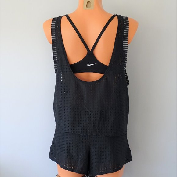 Nike | Swim | Nike 2 Piece Sport Mesh Layered Black Tankini Set | Poshmark